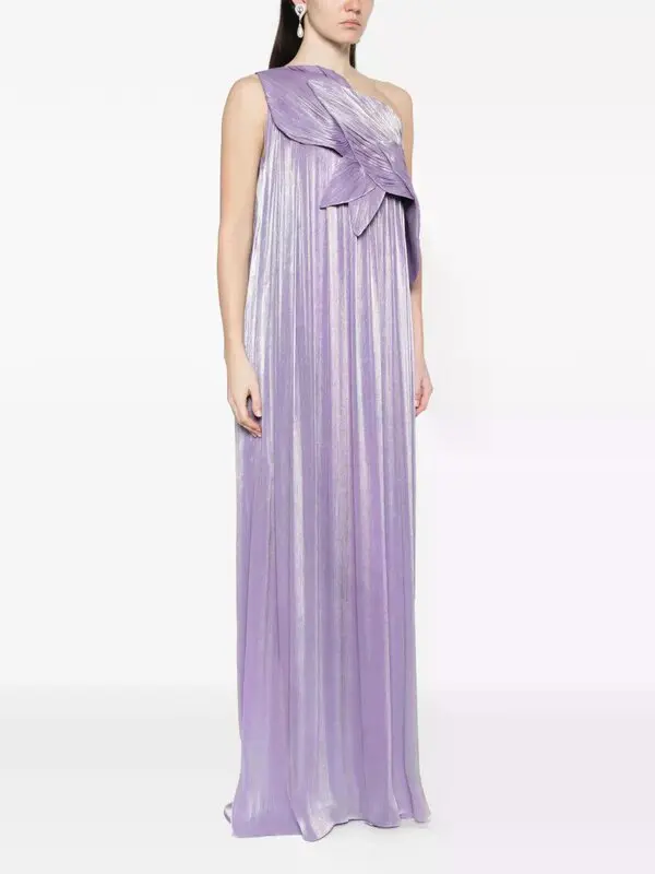 Costarellos Amabe Pleated One-shoulder Maxi Dress