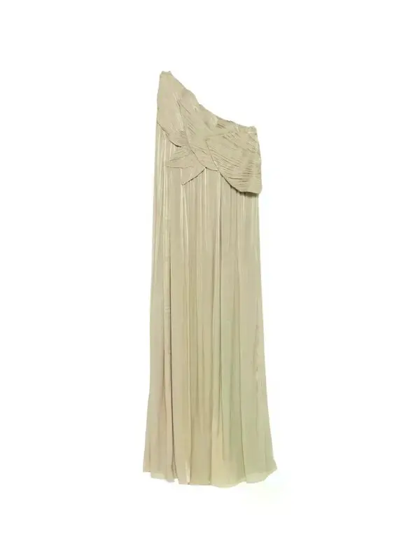 Costarellos Amabel Pleated One-shoulder Maxi Dress - Green