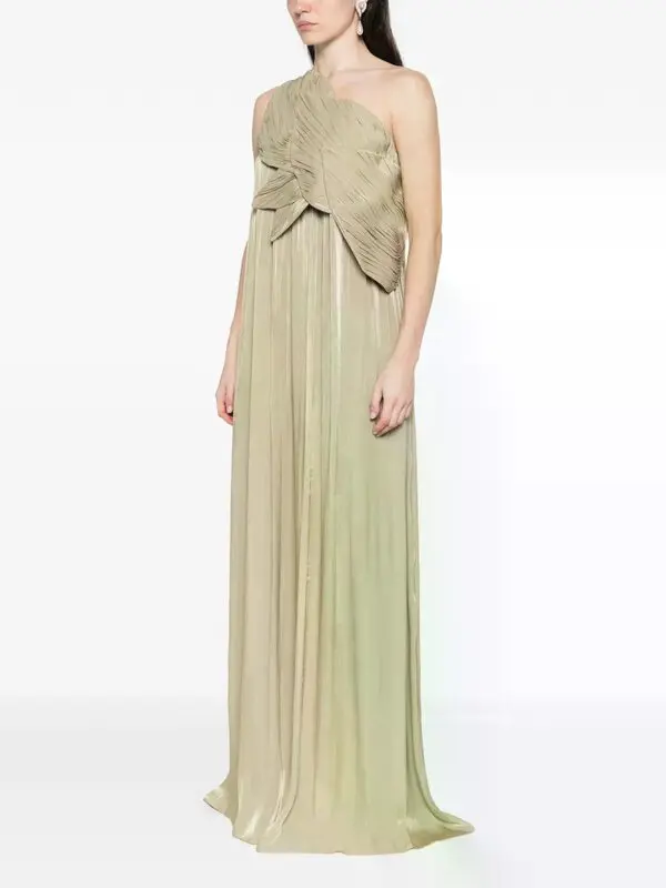 Costarellos Amabel Pleated One-shoulder Maxi Dress - Green
