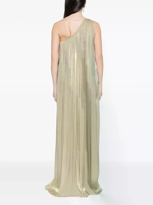 Costarellos Amabel Pleated One-shoulder Maxi Dress - Green