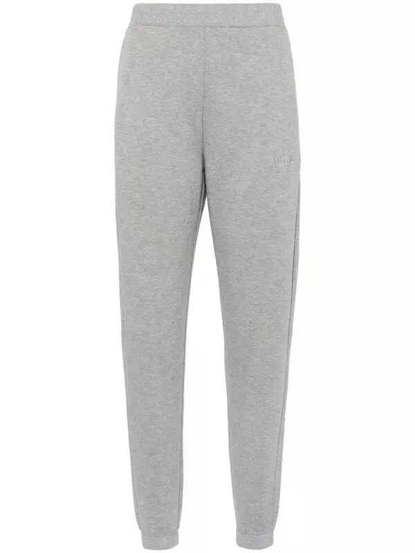 Max Mara Logo-embroidered Mélange Track Pants - Grey