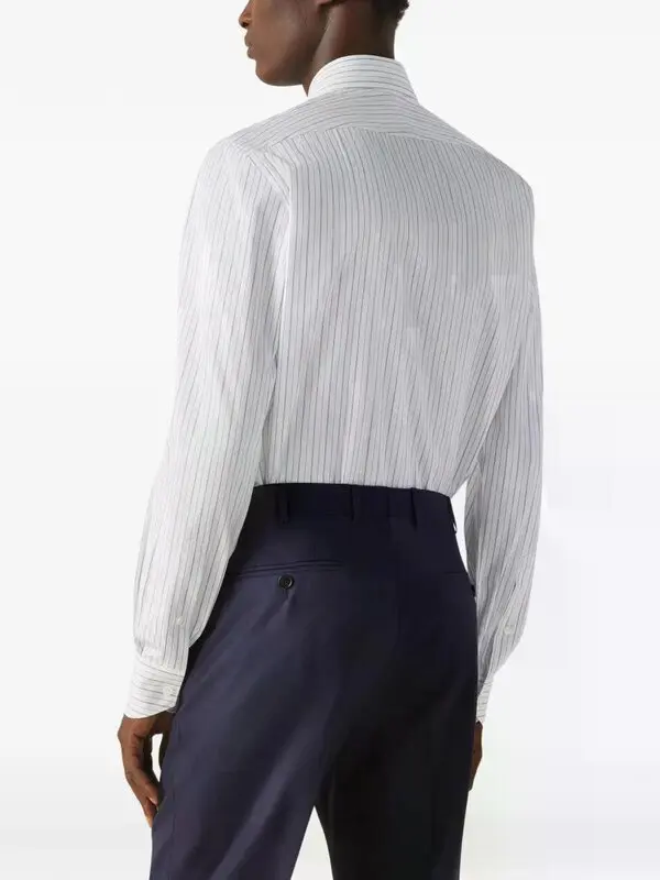 Zegna Striped Cotton Shirt - White