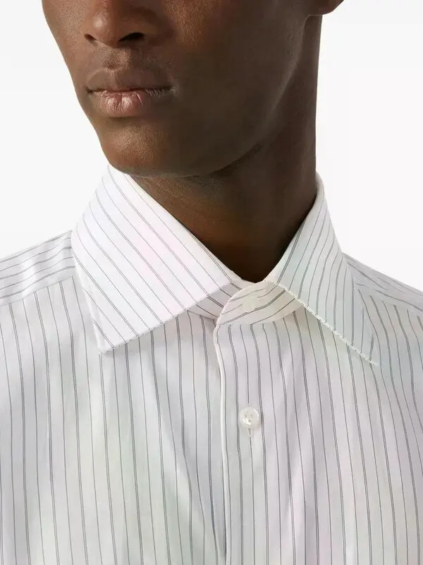 Zegna Striped Cotton Shirt - White