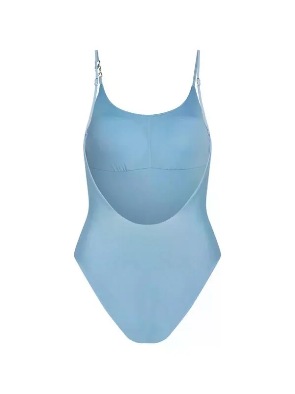 Karl Lagerfeld Scoop Neck Chain Embellished Swimsuit - Blue