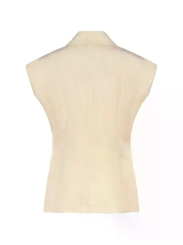 Pinko Sleeveless Single-breasted Panama Fabric Gilet
