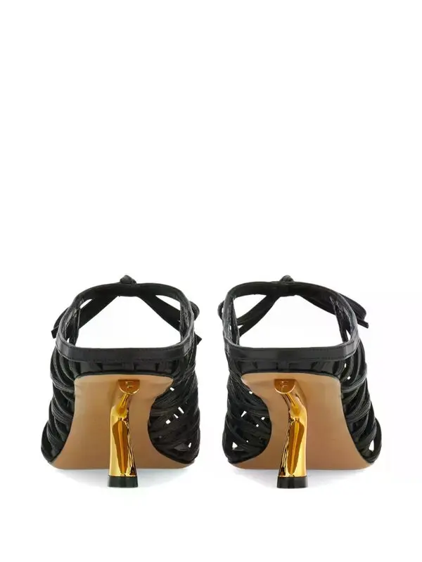 FERRAGAMO S-shaped Heeled Mules With Sculptural Golden Heel