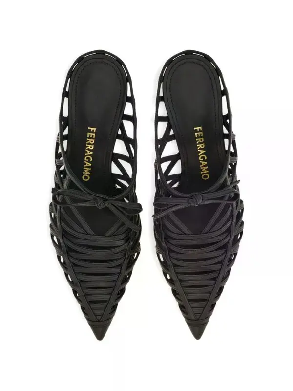 FERRAGAMO S-shaped Heeled Mules With Sculptural Golden Heel