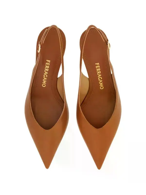 FERRAGAMO S-shaped Heel Slingback Pumps