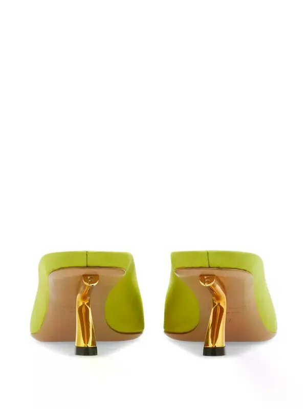 FERRAGAMO S-shaped Heeled Mules In Nappa Leather - Green