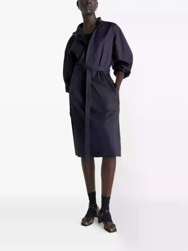 LEMAIRE Belted Mini Shirt Dress In Cotton Satin