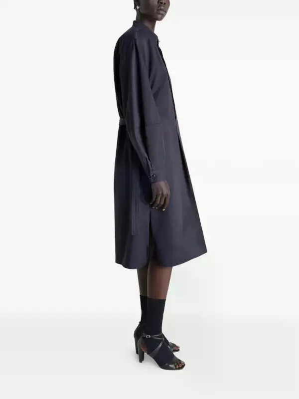 LEMAIRE Belted Mini Shirt Dress In Cotton Satin