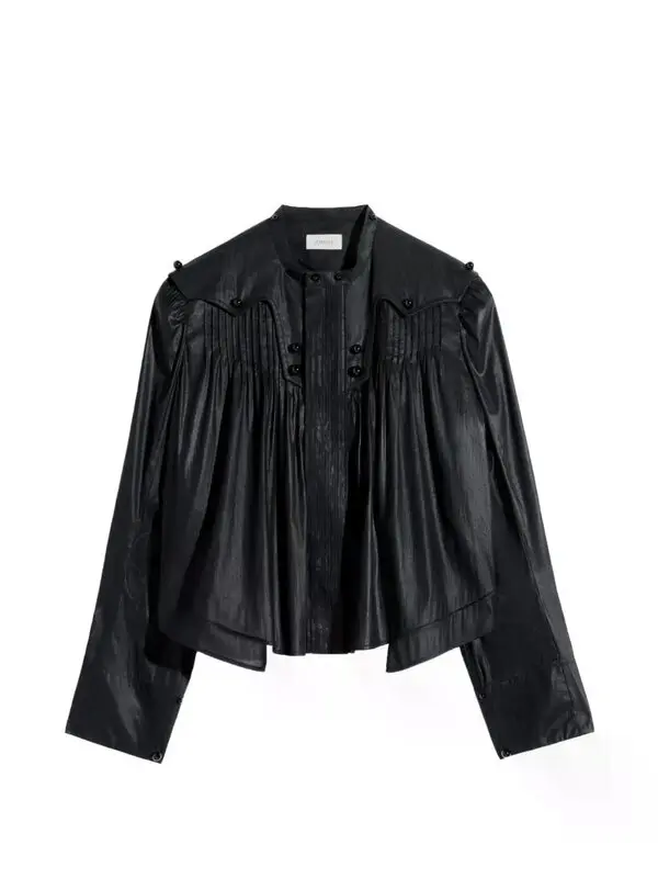 LEMAIRE Pleated Blouse With Stand Collar And Decorative Rivets