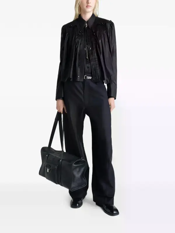 LEMAIRE Pleated Blouse With Stand Collar And Decorative Rivets