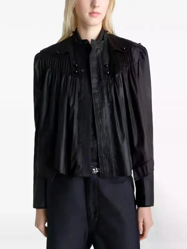 LEMAIRE Pleated Blouse With Stand Collar And Decorative Rivets