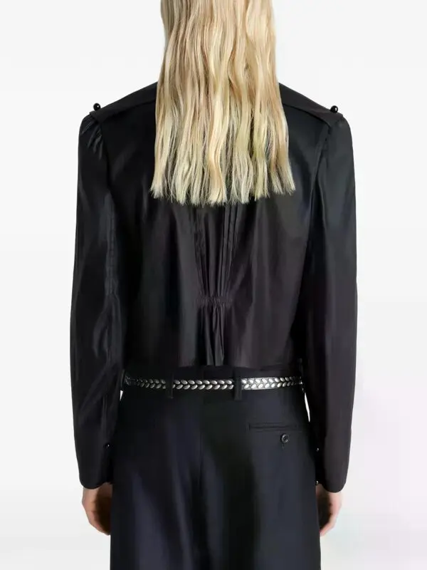 LEMAIRE Pleated Blouse With Stand Collar And Decorative Rivets