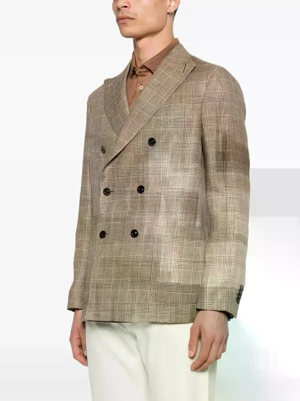 Boglioli Check-pattern Double-breasted Blazer - Neutrals
