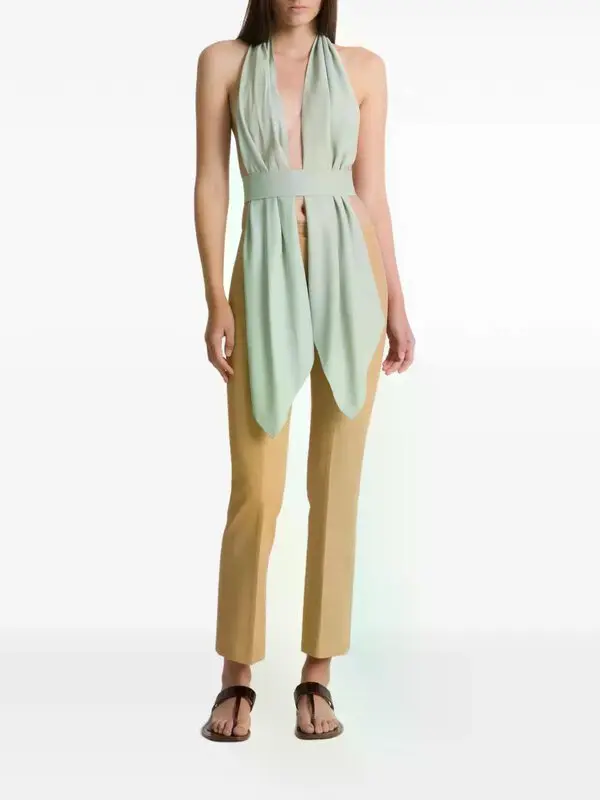 Alberta Ferretti Belted Halterneck Top - Green
