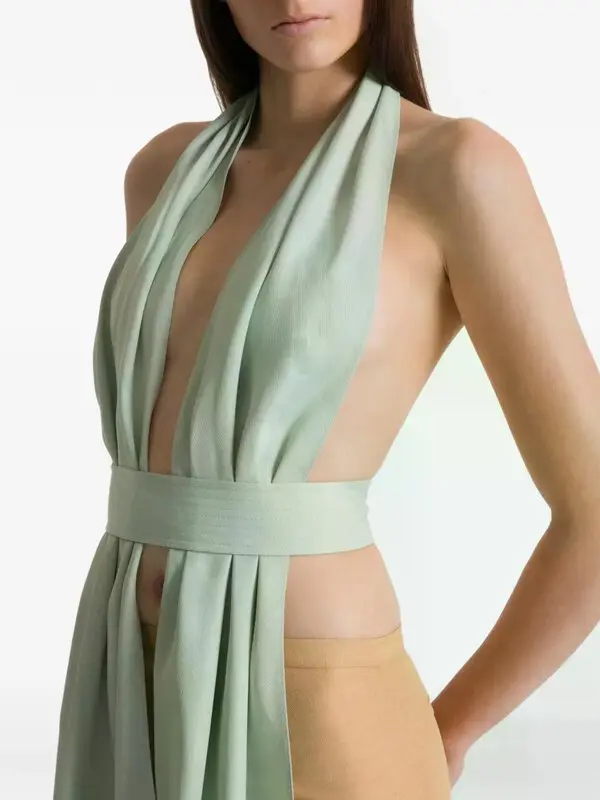Alberta Ferretti Belted Halterneck Top - Green