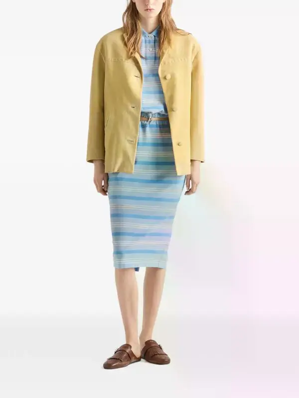 Prada Striped Piqué Midi-skirt - Blue