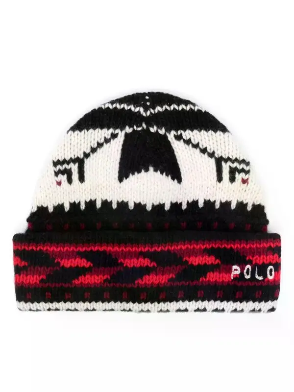 Polo Ralph Lauren Snowflake-motif Wool Beanie - Black