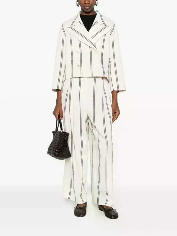 PSOPHIA Stripe-pattern Double-breasted Jacket