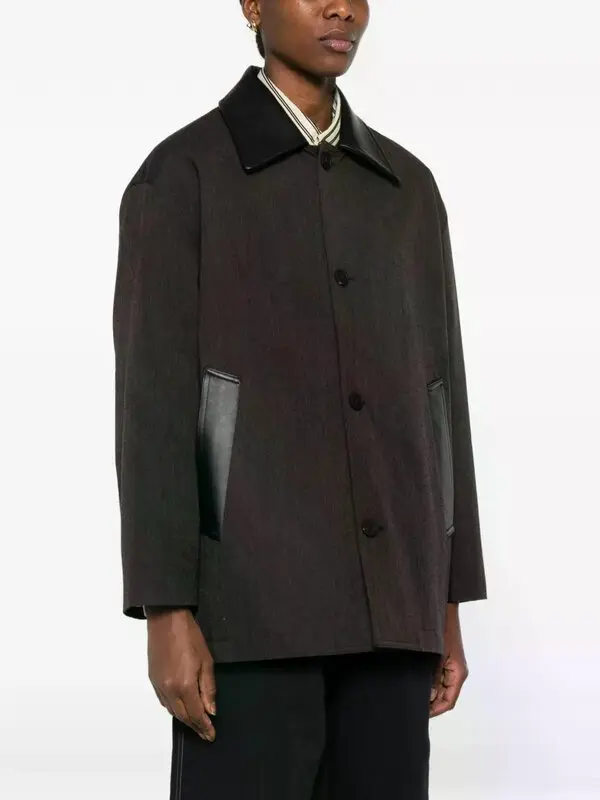 Studio Nicholson Coat With Leather Collar