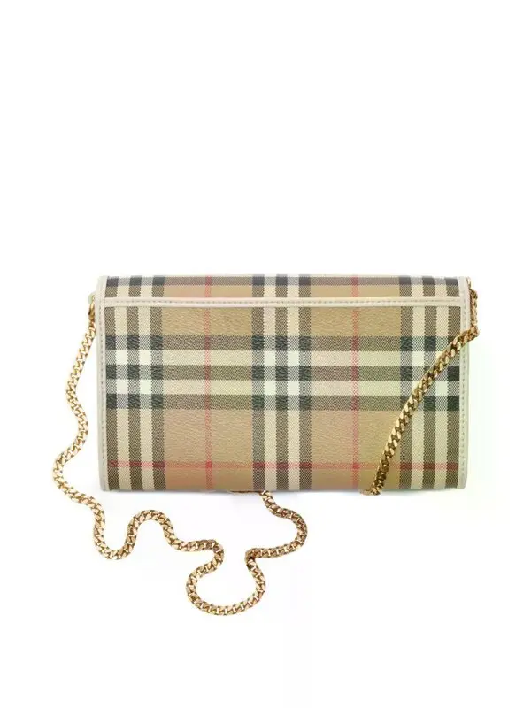 Burberry Check Chain Strap Wallet - Neutrals