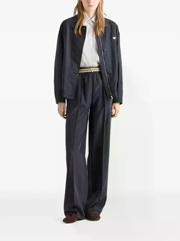 Prada Washed Silk Wide-leg Trousers - Blue
