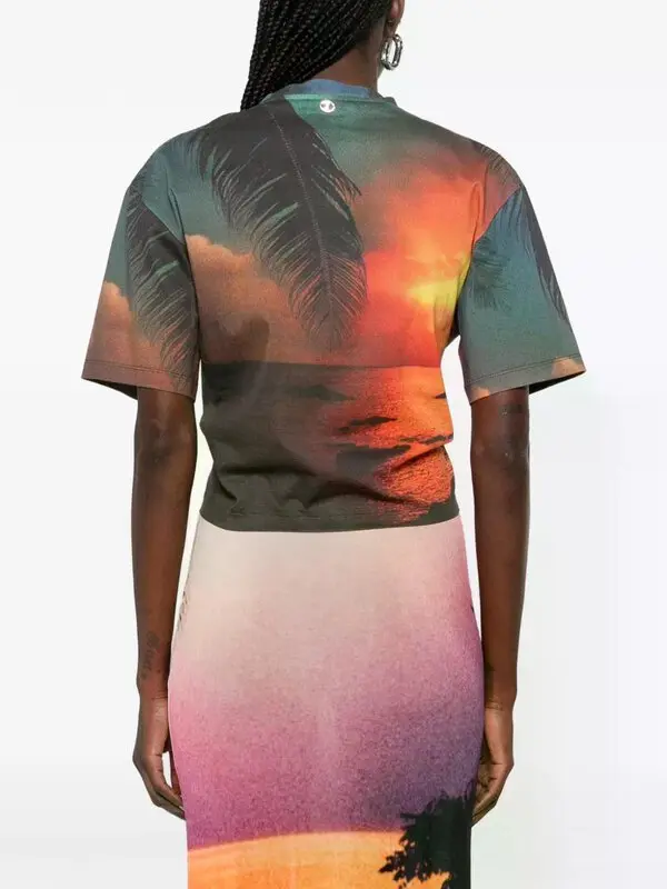 Rabanne Fireworks-print T-shirt With Ring Detail - Orange