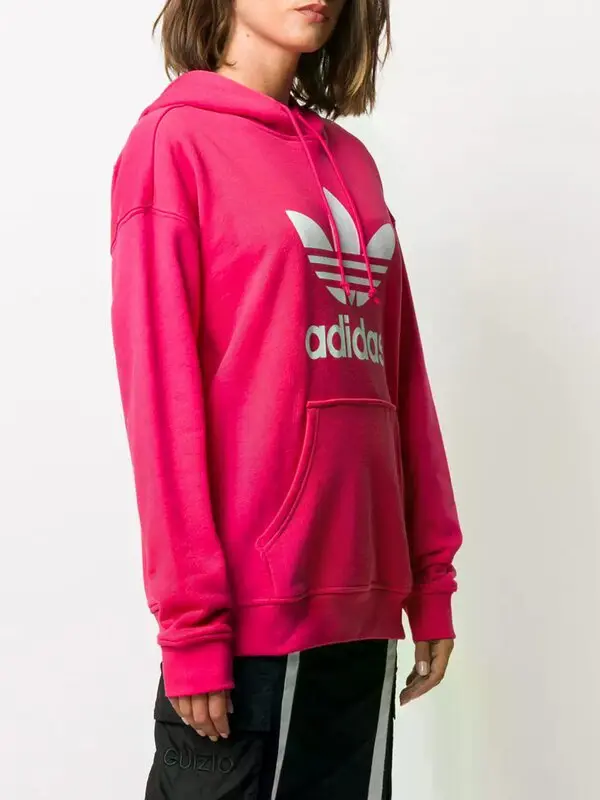 Adidas Logo Print Hoodie - Pink