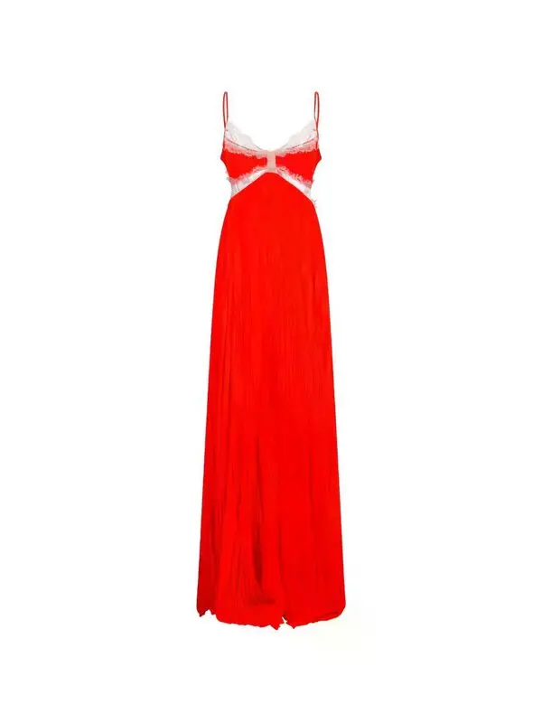 Blumarine Lace Pleated Dress - Red