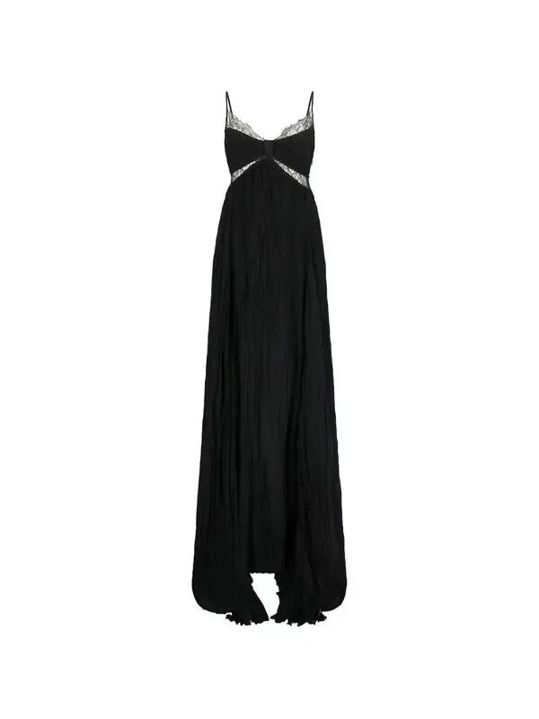 Blumarine Lace Trim Pleated Dress - Black