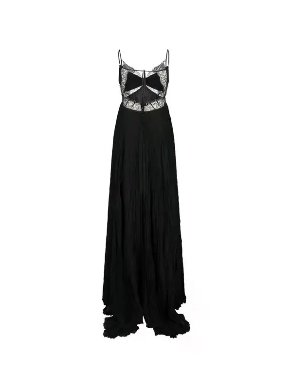 Blumarine Lace Trim Pleated Dress - Black