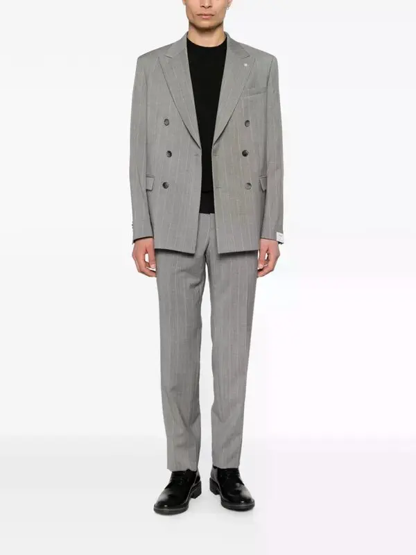 MANUEL RITZ Double-breasted Pinstriped Suit - Grey