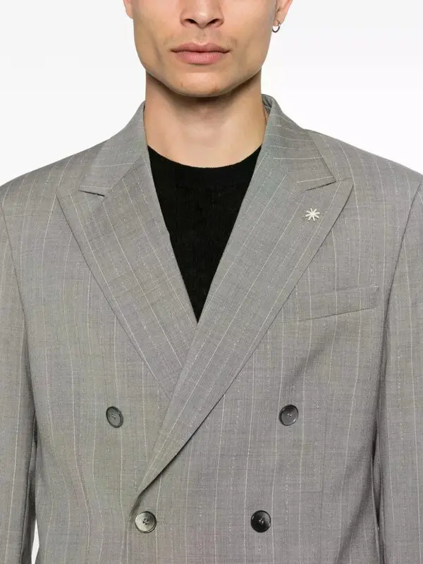 MANUEL RITZ Double-breasted Pinstriped Suit - Grey