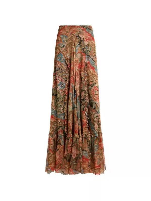 Etro Paisley Print Silk Maxi Skirt