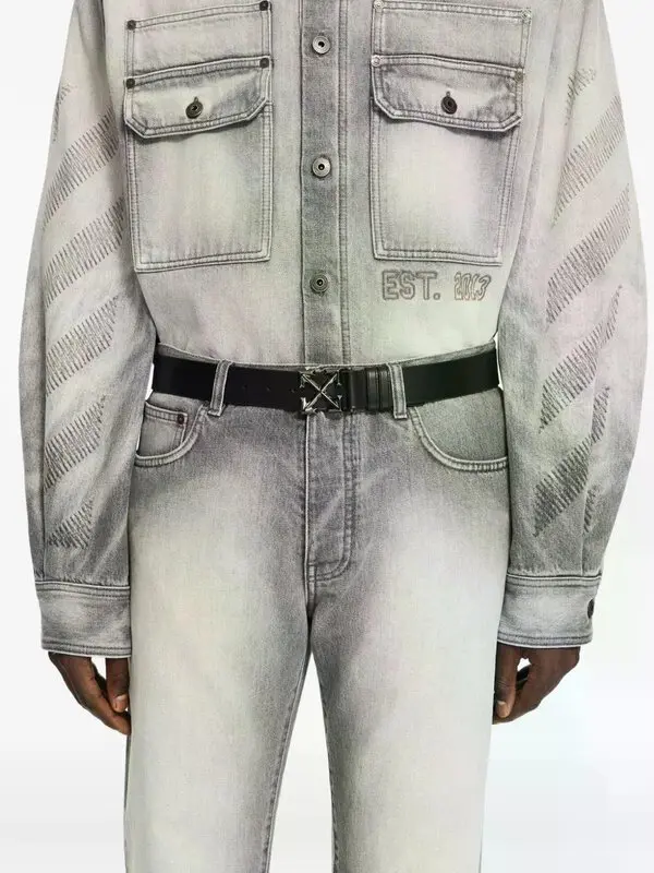 Off-White Arrow Buckle Leather Belt - Grey