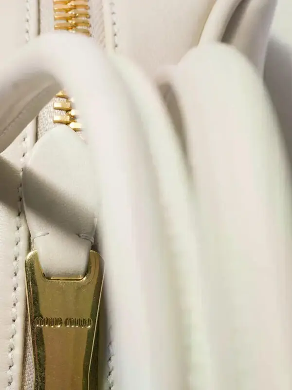 Miu Miu Beau Embossed-logo Shoulder Bag - Neutrals