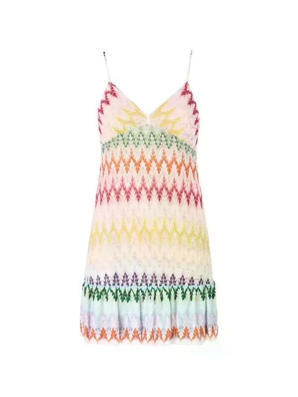 Missoni V-neck Chevron Mini Dress - Neutrals