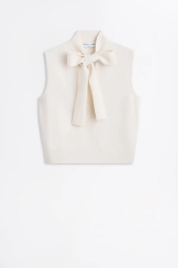 Scanlan Theodore Cashmere Tie Sleeveless Tank - Chalk