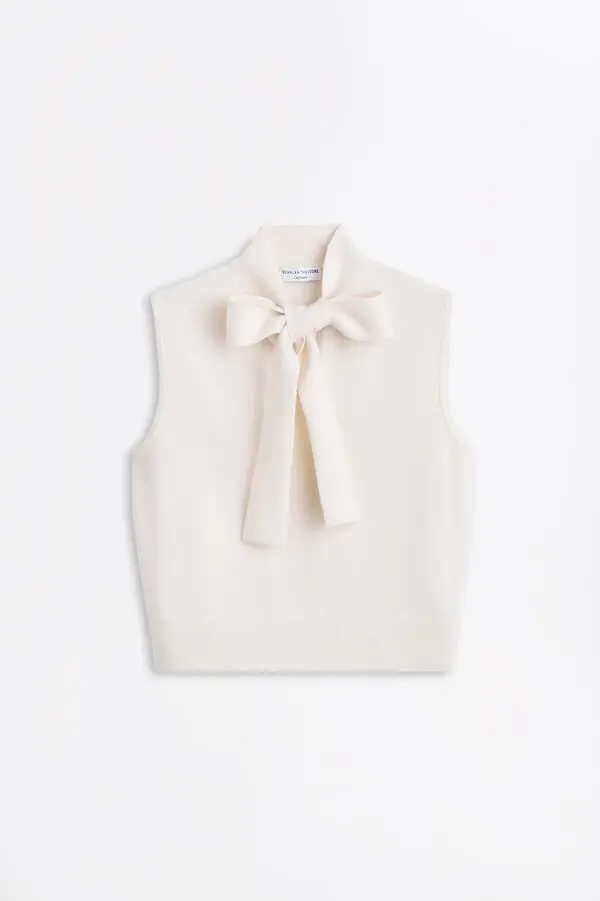 Scanlan Theodore Cashmere Tie Sleeveless Tank - Chalk