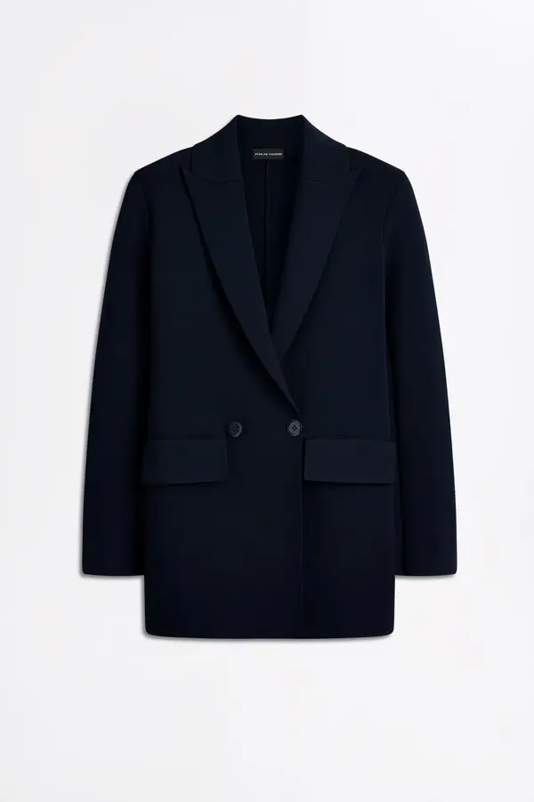 Scanlan Theodore Crepe Knit Tailored Jacket - Navy