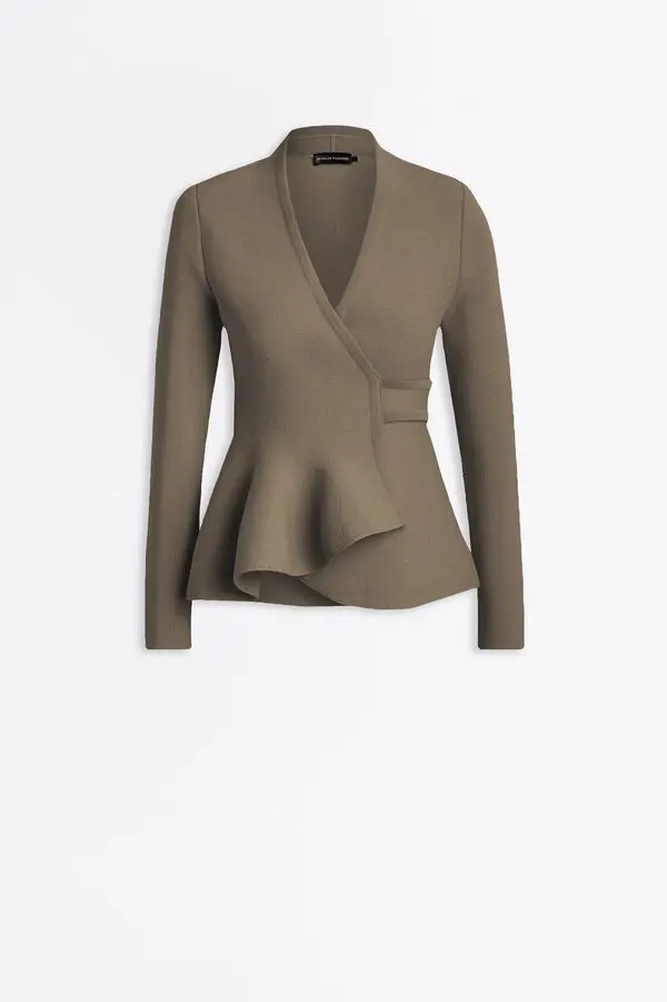 Scanlan Theodore Crepe Knit Wrap Jacket - Army