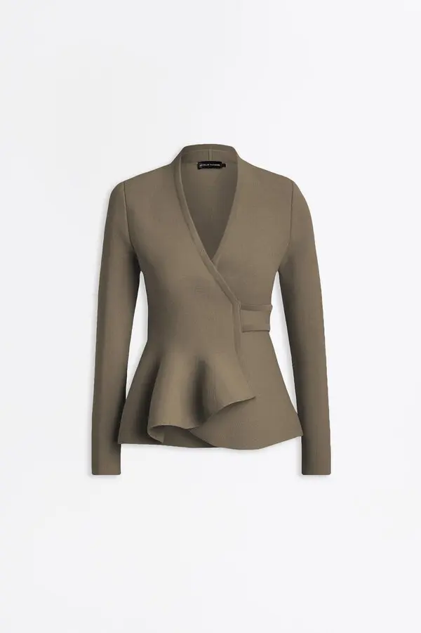 Scanlan Theodore Crepe Knit Wrap Jacket - Army