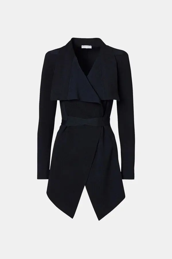 Scanlan Theodore Crepe Knit Wrap Jacket - Navy