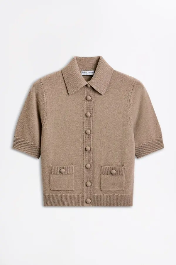 Scanlan Theodore Cashmere Short Sleeve Cardigan - Honey
