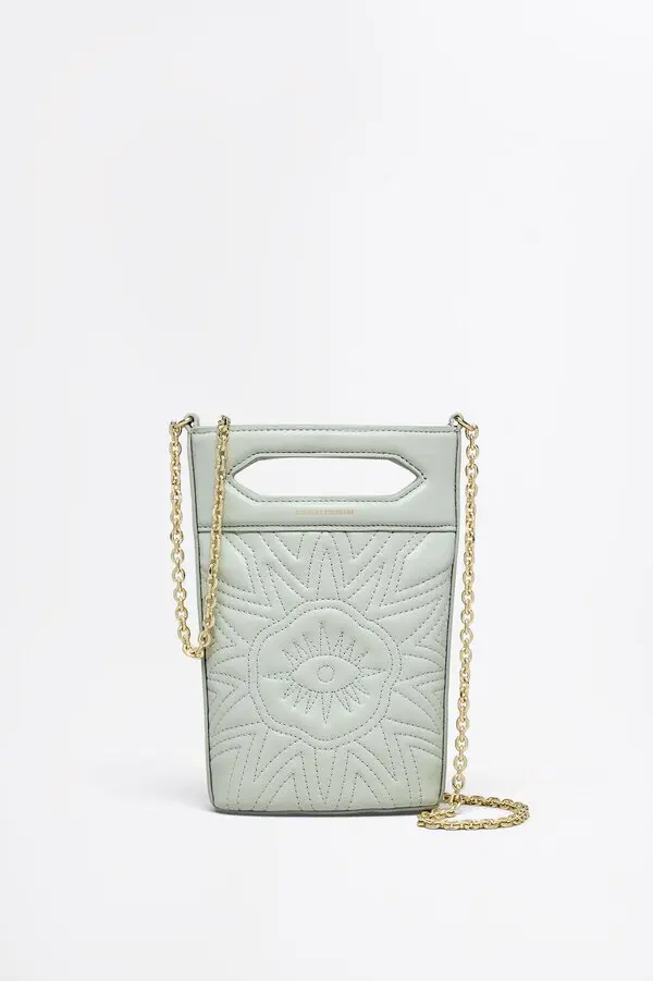 Scanlan Theodore Quilted Italian Leather Crossbody Bag - Sage