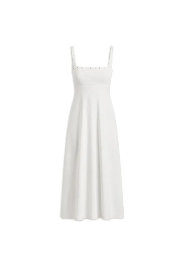 Scanlan Theodore Crepe Knit Daisy Neck Dress - Cream