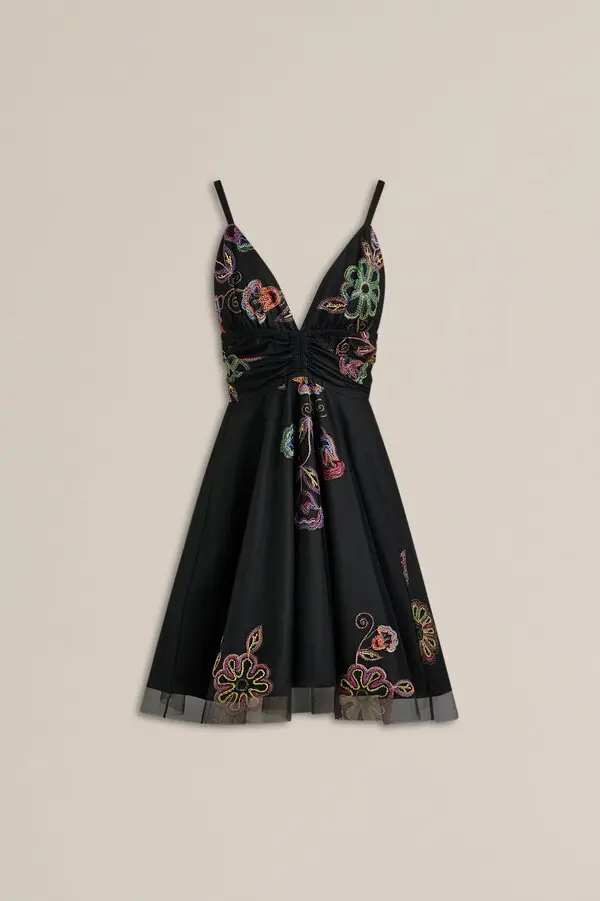 Scanlan Theodore Embroidered Tulle Mini Dress