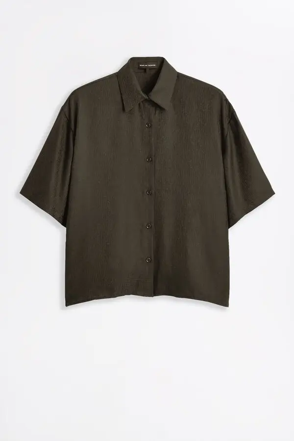 Scanlan Theodore Silk Jacquard Crop Shirt - Jungle